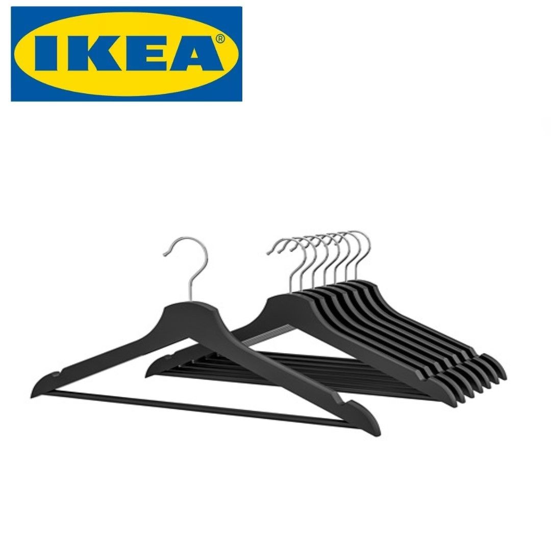 Вешалка для одежды IKEA 8 шт, черный. Деревянные плечики BUMERANG Бумеранг.
