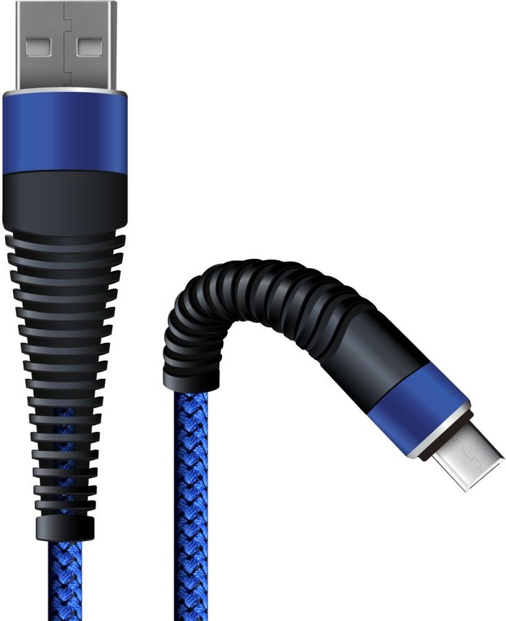 Кабель BORASCO Fishbone, micro USB B (m), USB A(m), 1м, синий 38501
