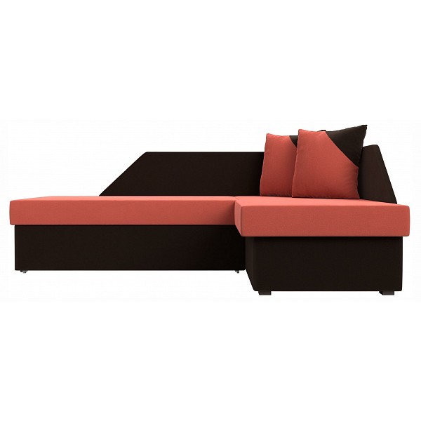 Диван-кровать Лига диванов Андора, коралловый/коричневый