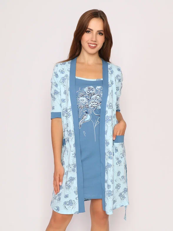 Комплект домашний женский Fashion Margo КЖ0235 голубой 46 RU