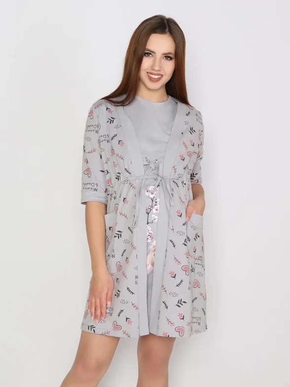 Комплект домашний для беременных женский Fashion Margo КЖ0224 серый 48 RU