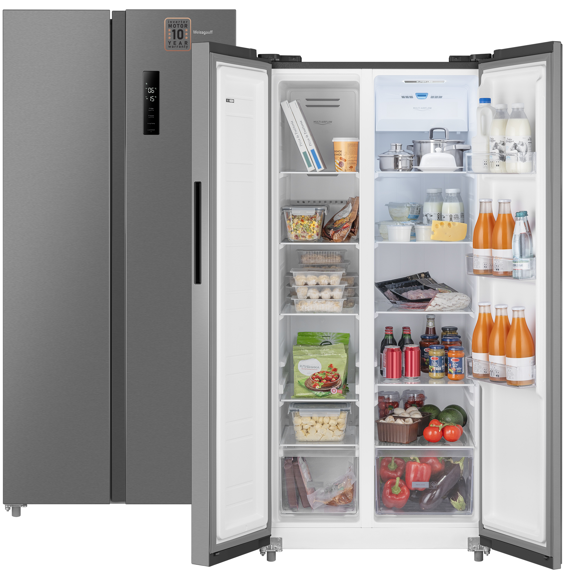 Холодильник Weissgauff WSBS 500 серебристый