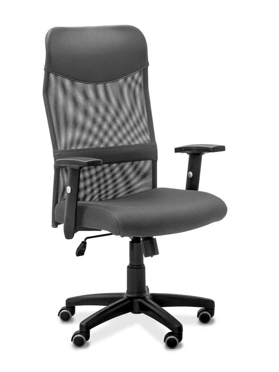 Кресло руководителя Юнитекс Сити Искусственная кожа/Ткань/Сетка, серый;черный