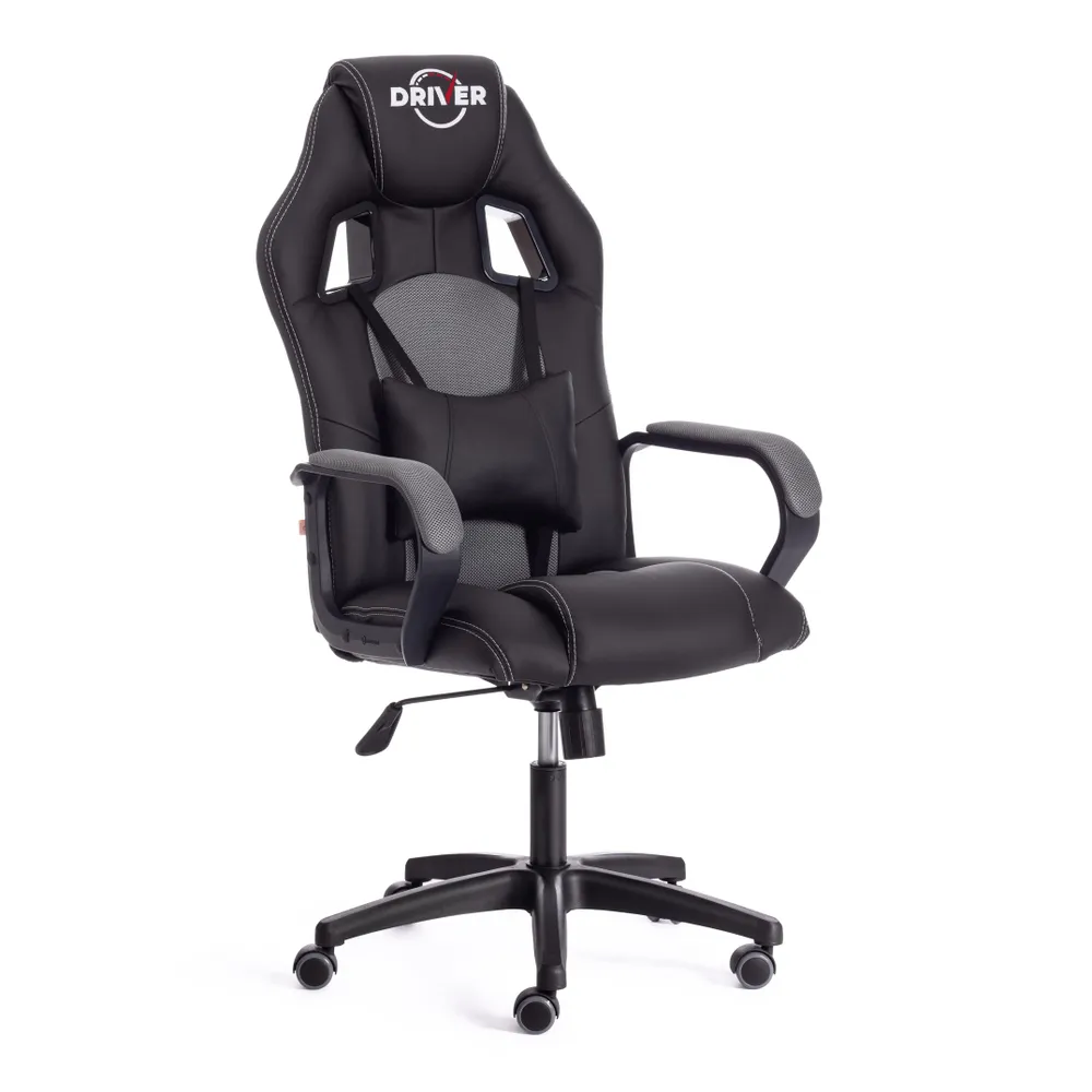 Кресло игровое компьютерное геймерское для пк Tetchair DRIVER черный серый кож/зам/ткань