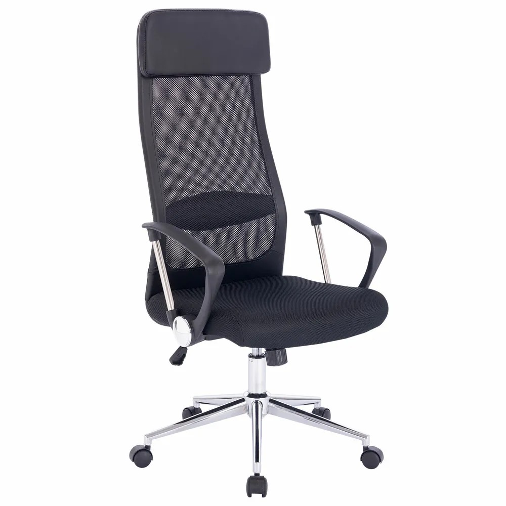 Кресло офисное BRABIX "Flight R EX-541", хром, ткань TW, сетка, черное/серое, 532518