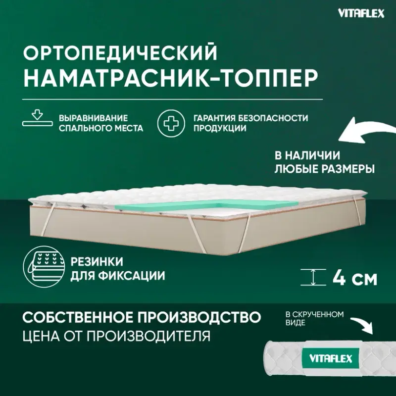 Топпер с наполнителем Vitaflex Soft Tricot 3x4Sk 200х190 см