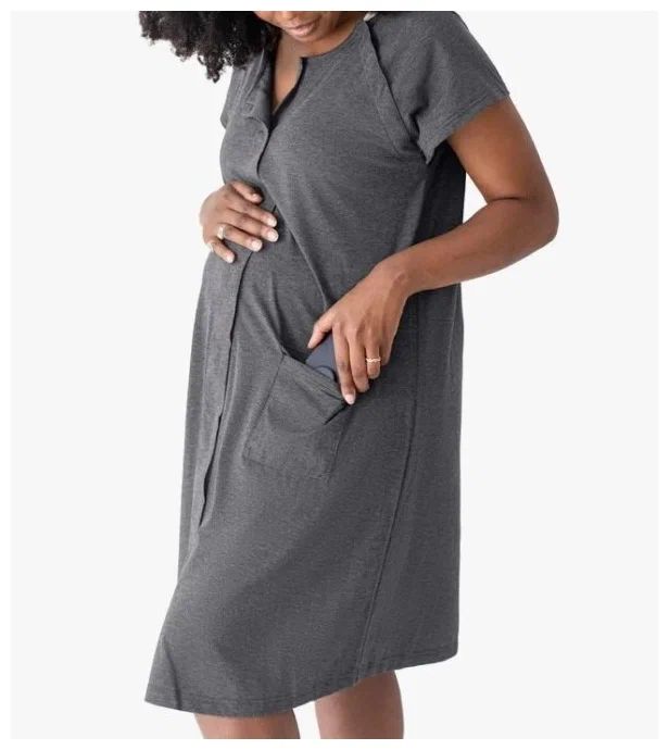 Платье домашнее женское PUREVACY Gowns for Hospital серое XL/XXL