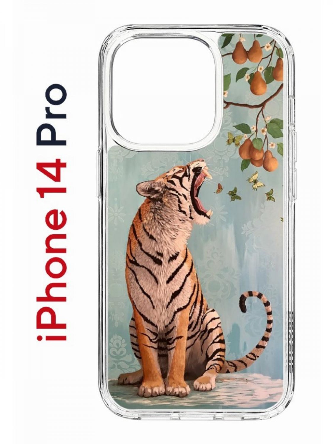 Чехол на iPhone 14 Pro с принтом Kruche Print Тигр под деревом, бампер с защитой камеры