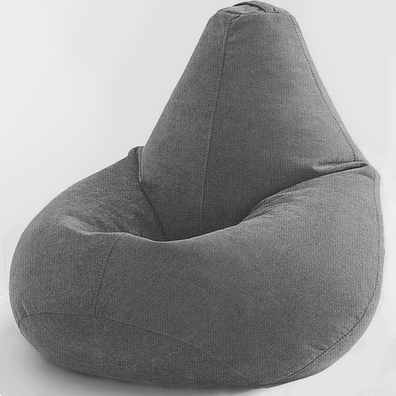 Кресло-мешок груша XXL Миди, велюр, серый