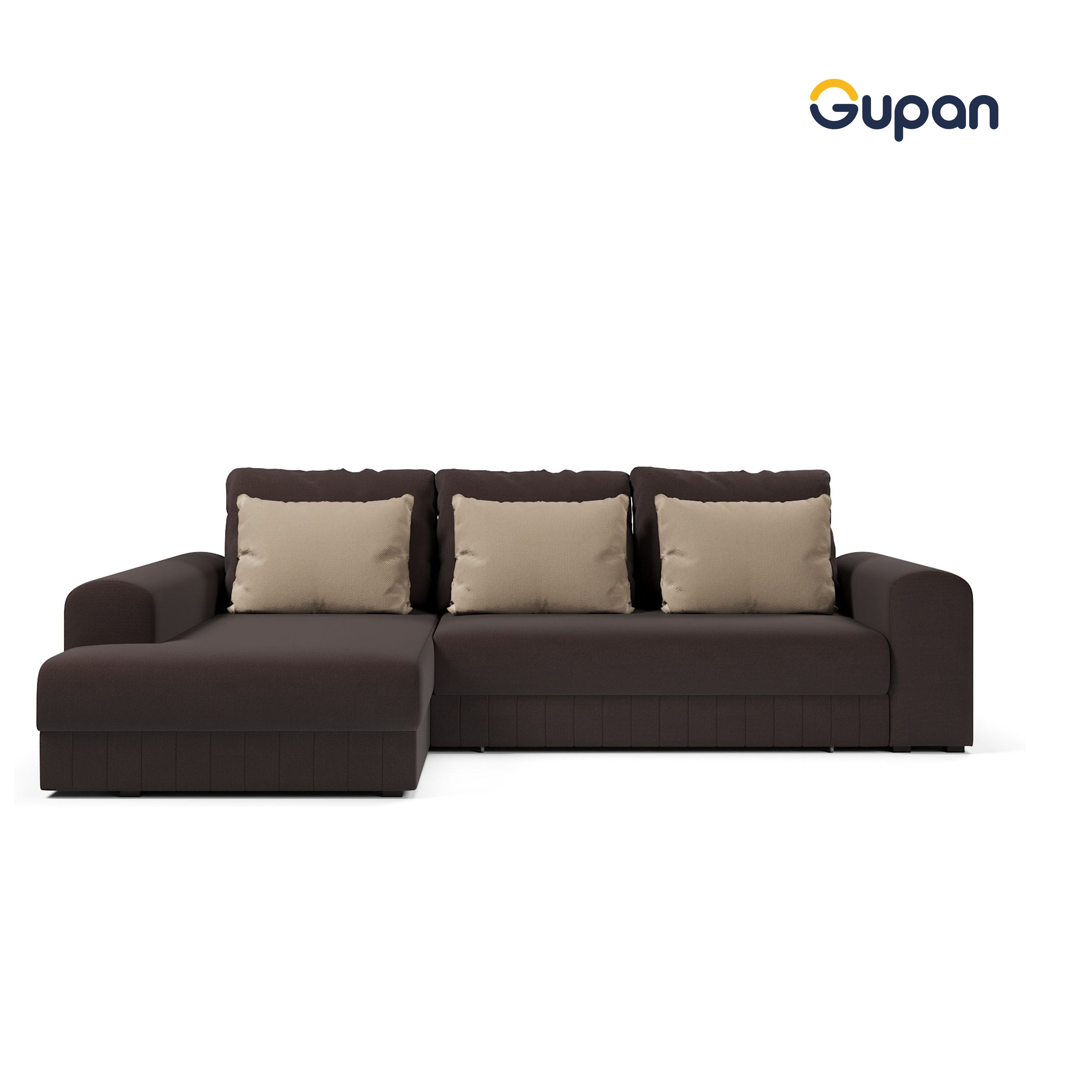 Угловой диван-кровать Gupan Иман, материал Велюр, Amigo Chocolate, угол левый