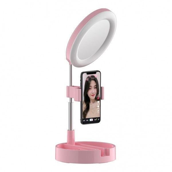 Настольная светодиодная лампа с зеркалом G3, розовая