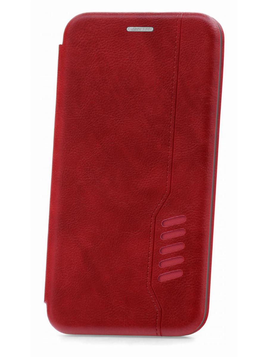 Чехол на iPhone 12/12 Pro Kruche Open Book-1 красный,книжка с карманом для карт,на магните