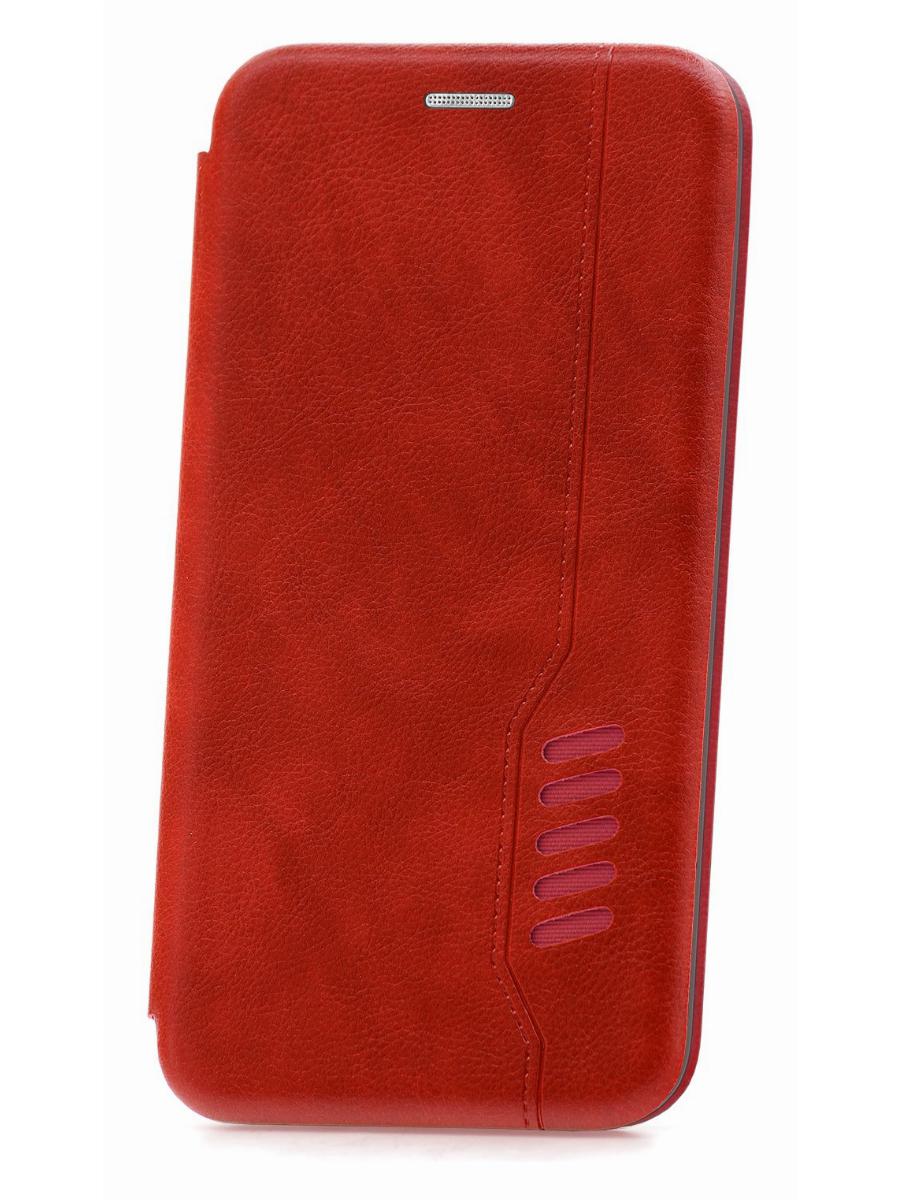 Чехол на iPhone 12 mini Kruche Open Book-1 красный,книжка с карманом для карт,на магните