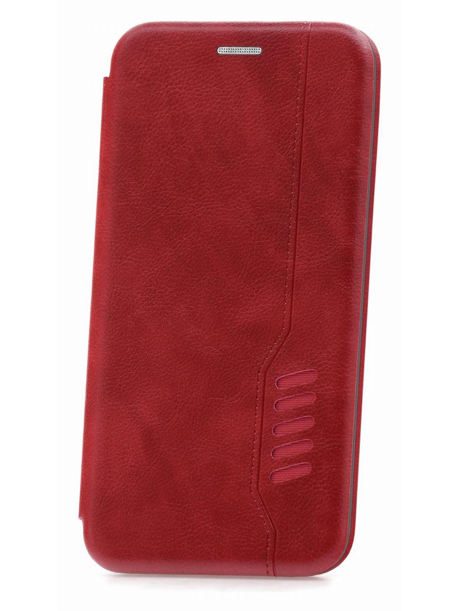 Чехол на Xiaomi Redmi 9 Kruche Open Book-1 красный, книжка с карманом для карт, с магнитом