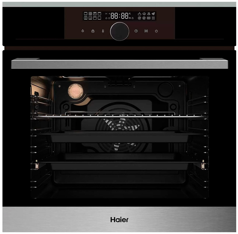 Встраиваемый электрический духовой шкаф Haier HOX-FP5ABX черный, серебристый