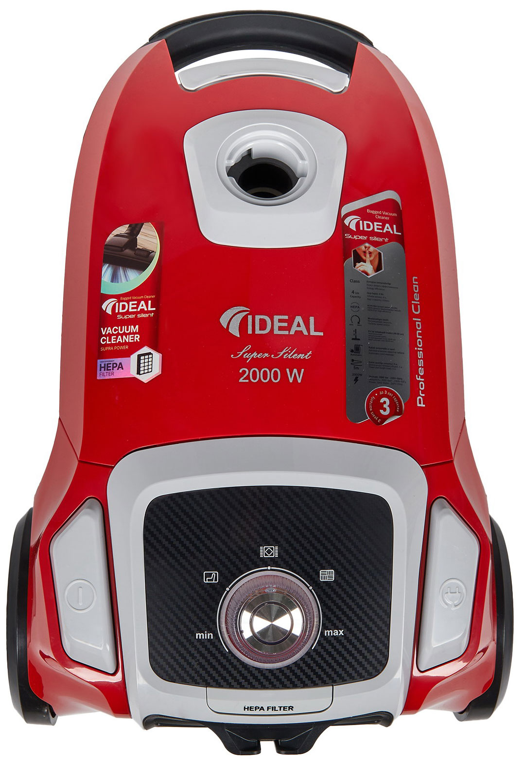 Пылесос IDEAL VC-2000 красный, с мешком для пыли, мощность всасывания 450 Вт, для дома