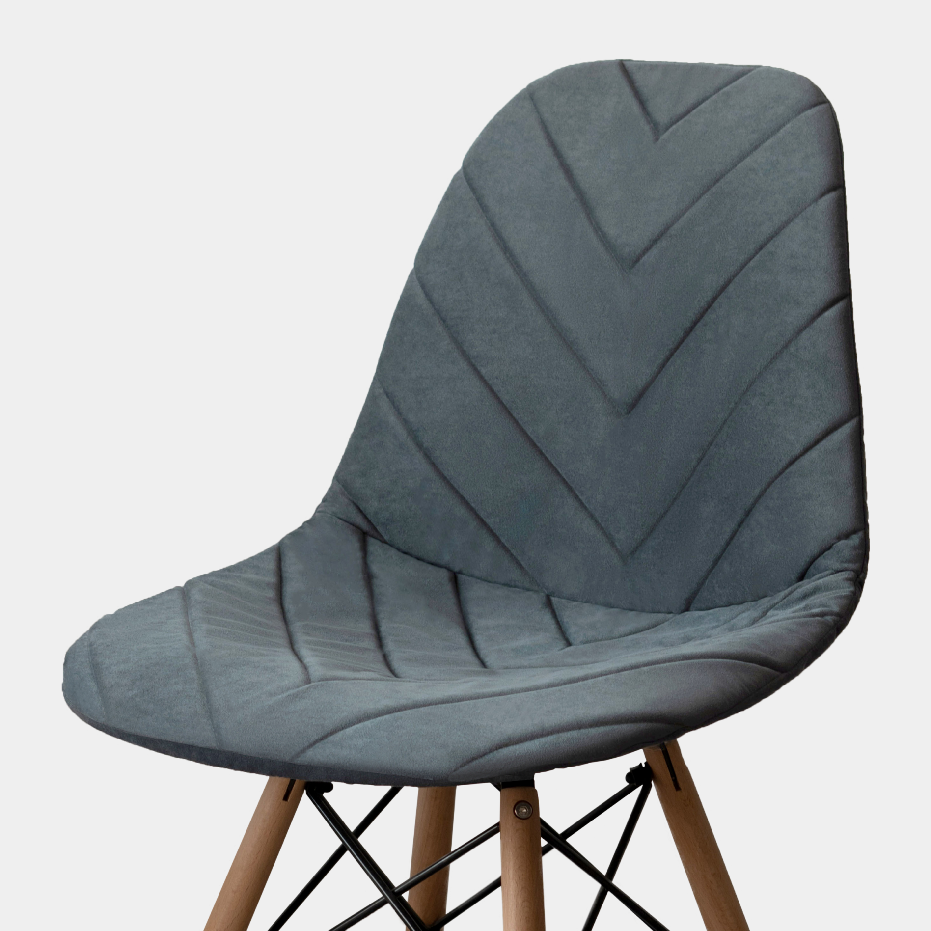 Комплект чехлов на стул Flatlika Eames DSW из велюра, 2 шт, 40х46, серый