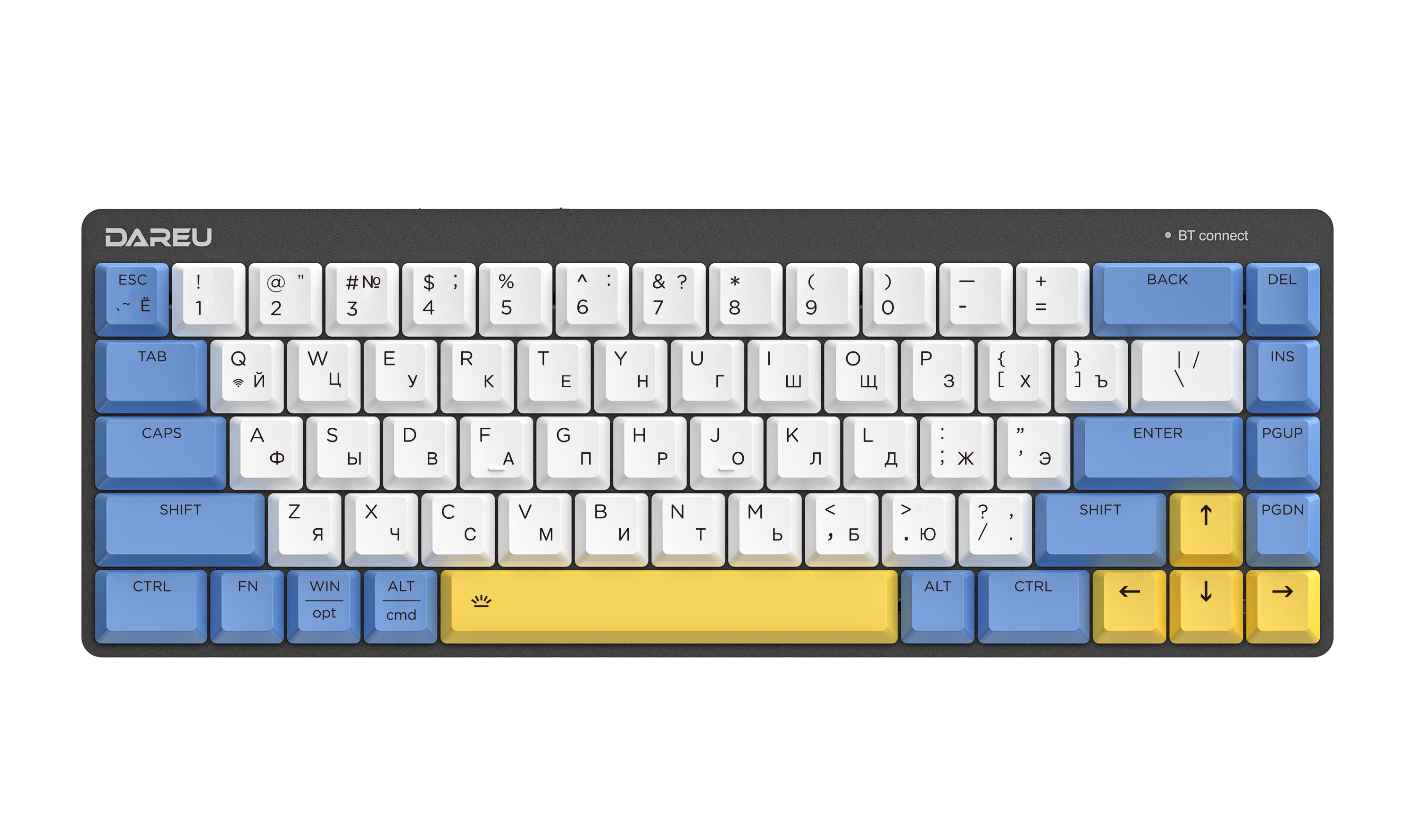 Проводная/беспроводная игровая клавиатура Dareu EK868 White/Blue/Yellow