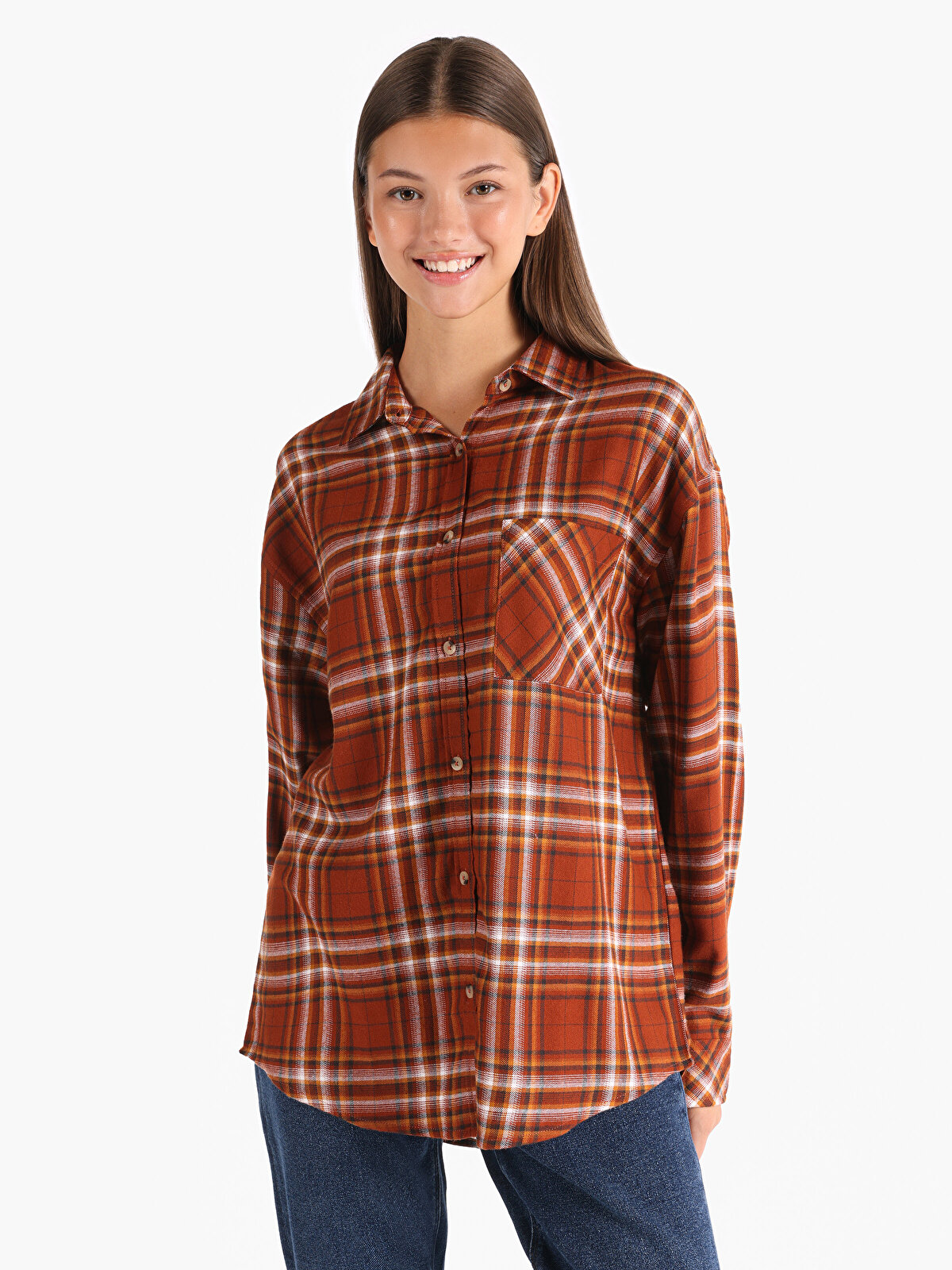 Рубашка женская COLIN'S CL1065845 коричневая S