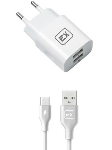 Зарядное устройство Exployd Classic 3.1A 2хUSB - Type-C White EX-Z-595