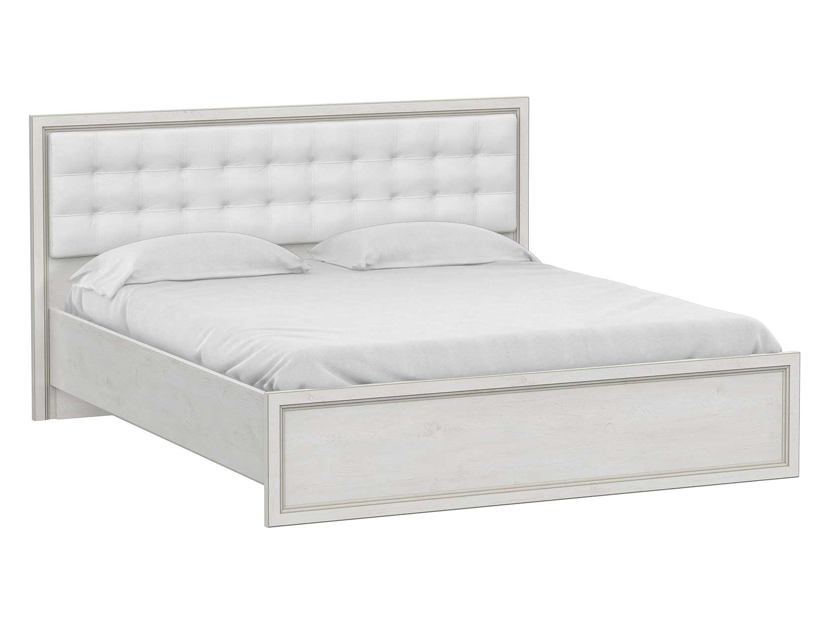 Двуспальная кровать Александрия Сосна Санторини светлая Бежевый, экокожа, 180х200 см