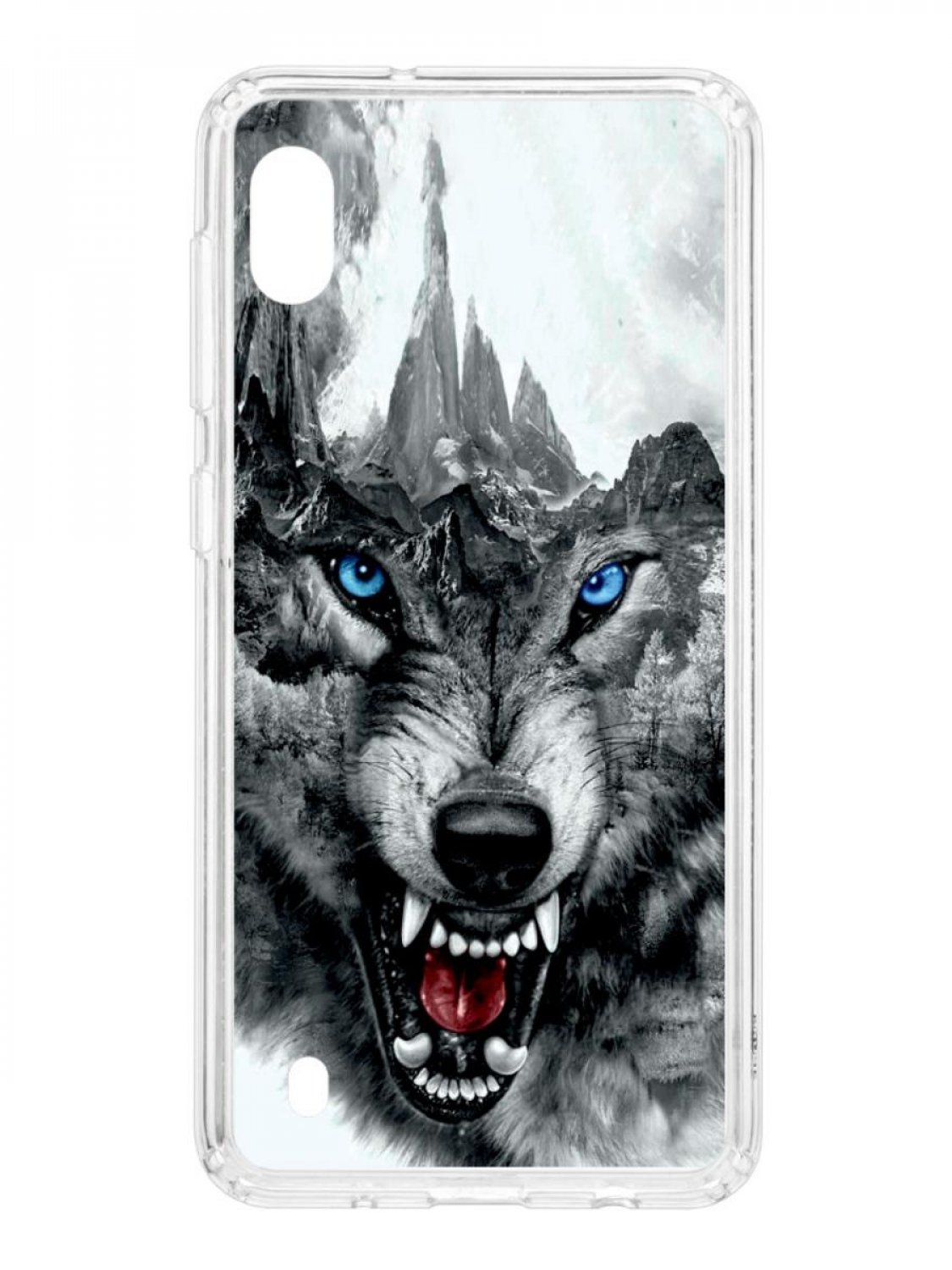 Противоударный чехол для Samsung Galaxy A10 2019 Kruche Print Волк прозрачный с рисунком