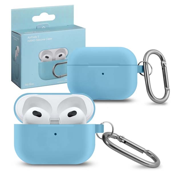 Чехол для AirPods 3 Hang Silicon Case с карабином sky blue