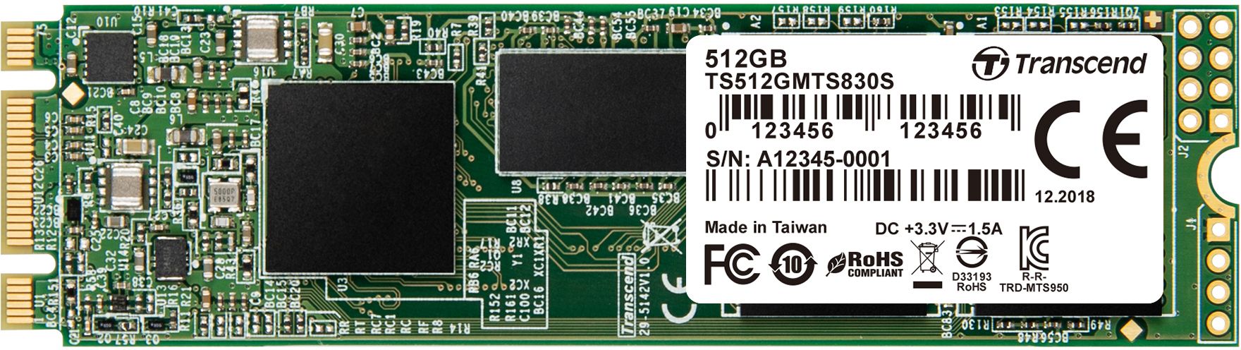 SSD накопитель Transcend MTS830 M.2 2280 512 ГБ (TS512GMTS830S)