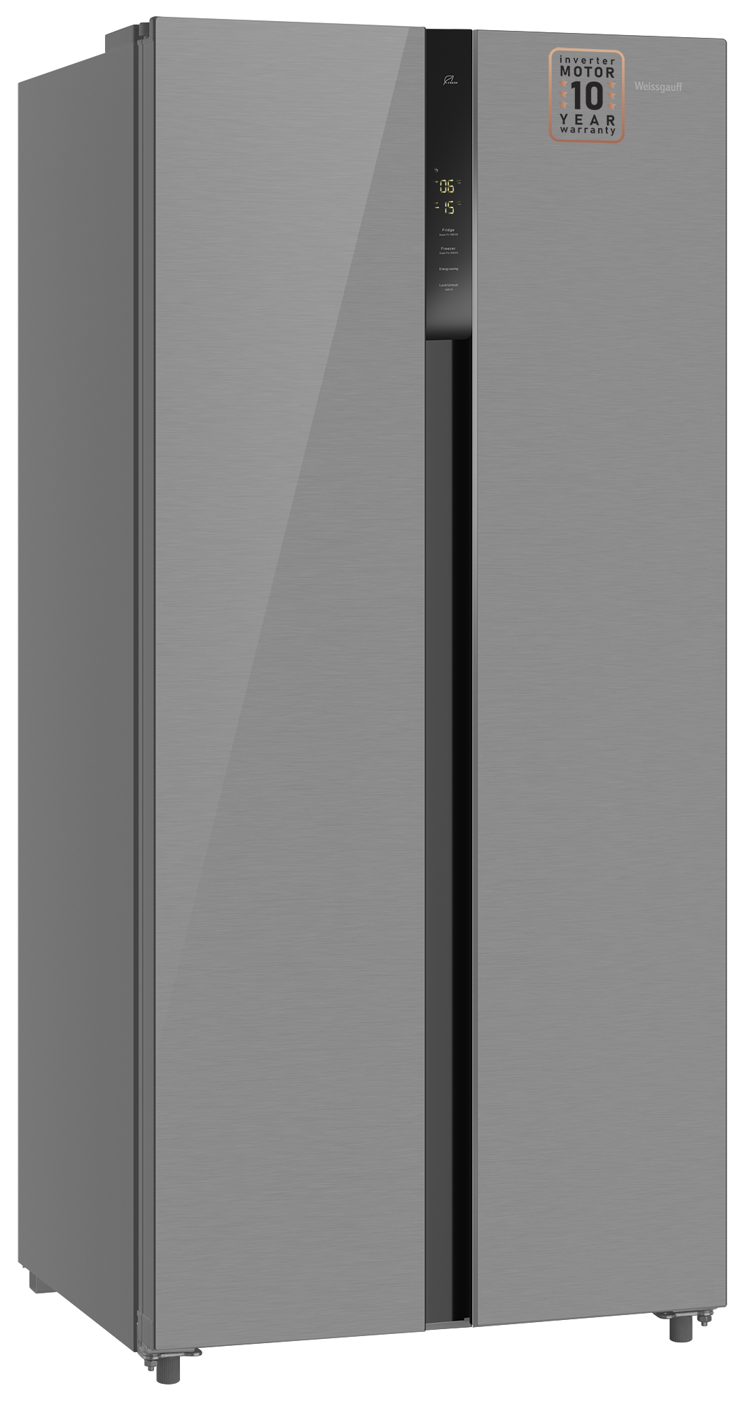Холодильник Weissgauff WSBS 500 Inverter NoFrost Inox Glass серебристый
