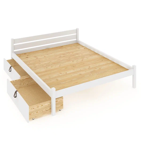 Кровать Solarius Классика сплошное основание 160х200 с 2 выкатными ящиками, цвет белый