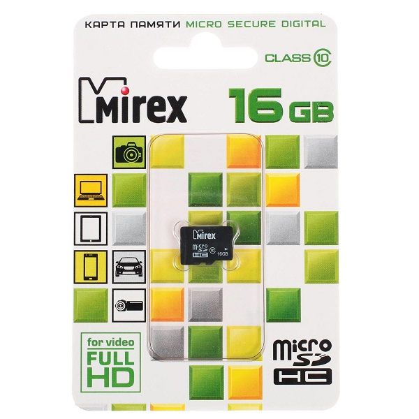 Карта памяти MIREX Micro SDHC 16GB