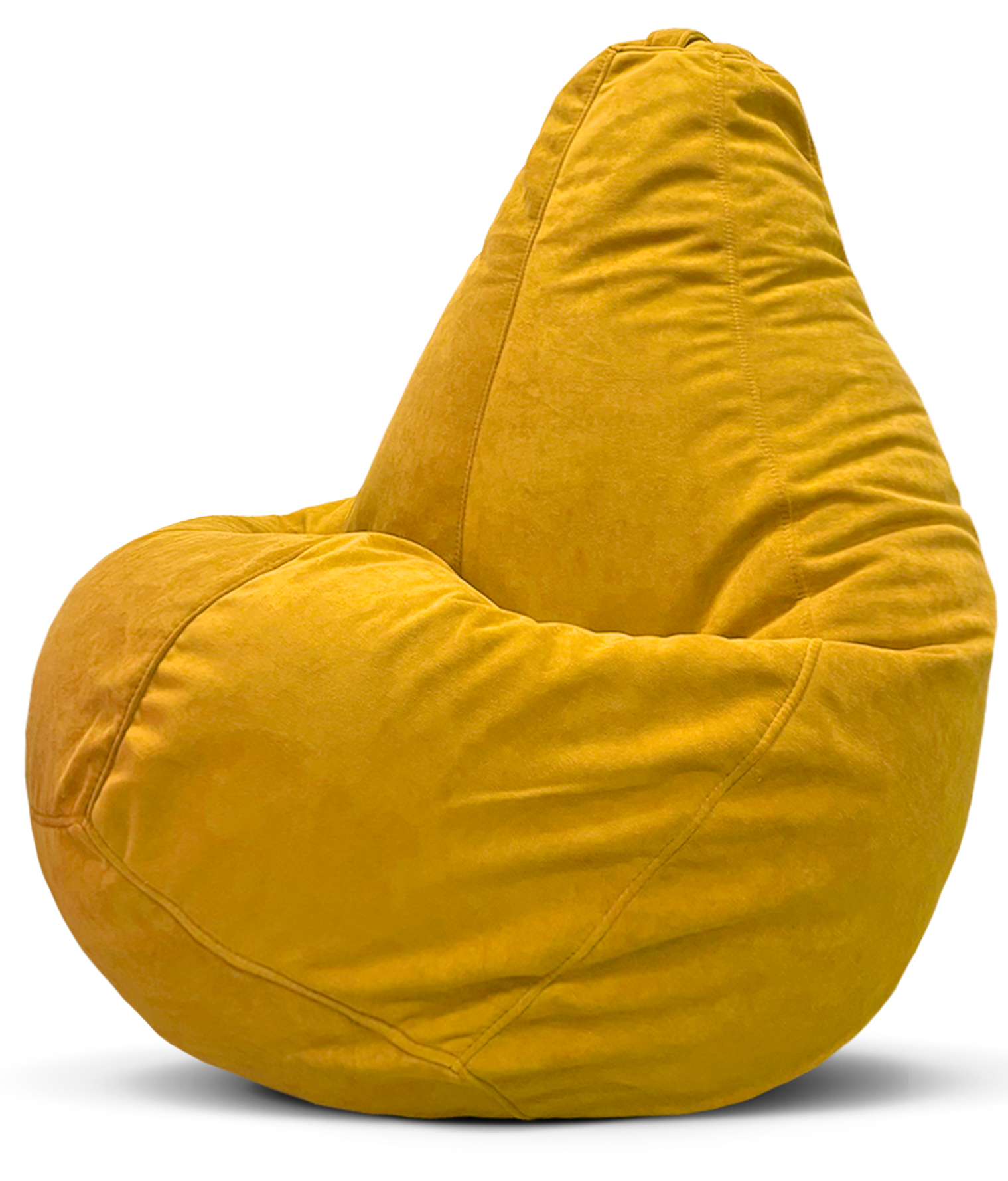 Кресло-мешок PUFLOVE пуфик груша, размер XXXL, горчичный велюр