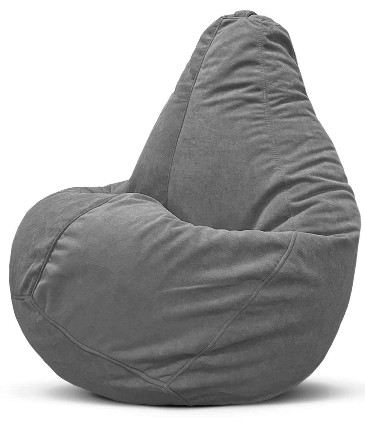 Кресло-мешок PUFLOVE пуфик груша, размер XXXL, серый велюр