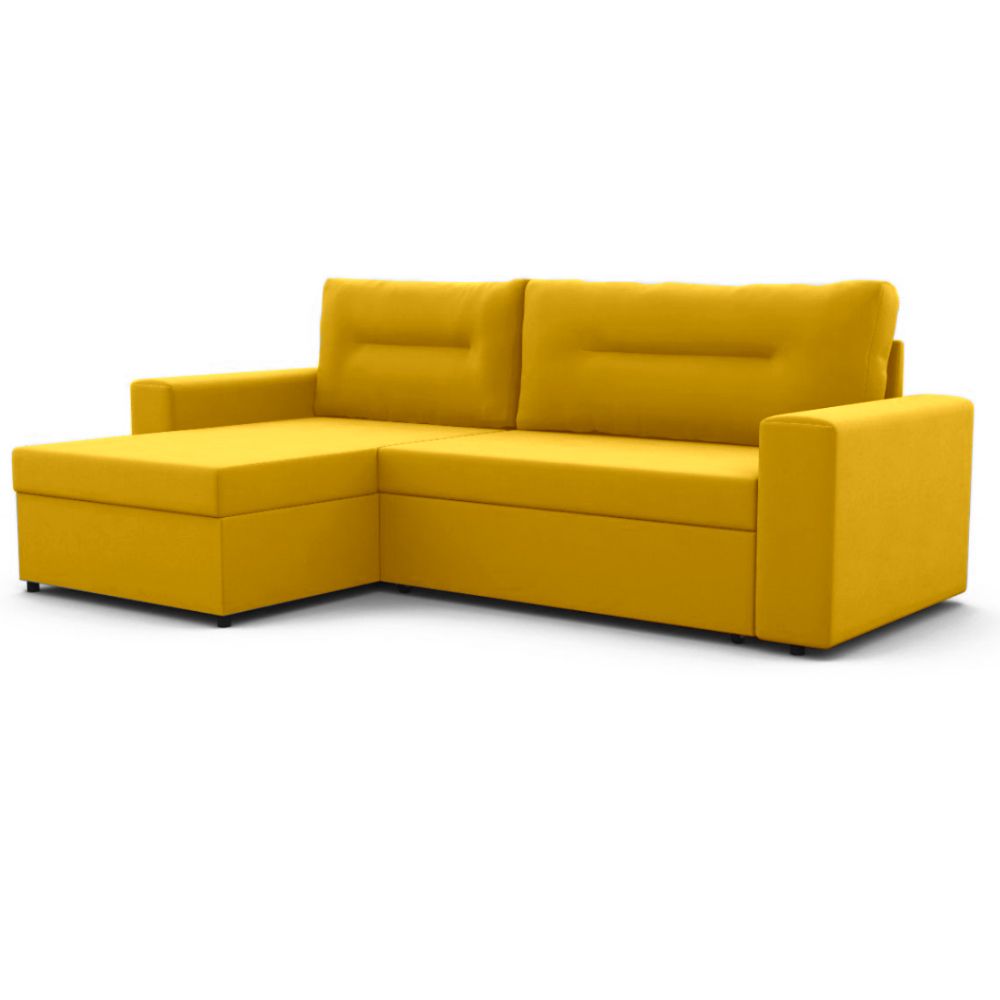 Угловой диван Фокус Скандинавия левый 228х148х86 см желтый текстурный/35283
