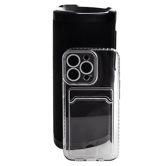 Силиконовый чехол с карманом для карт iPhone 13 Pro Max, прозрачный
