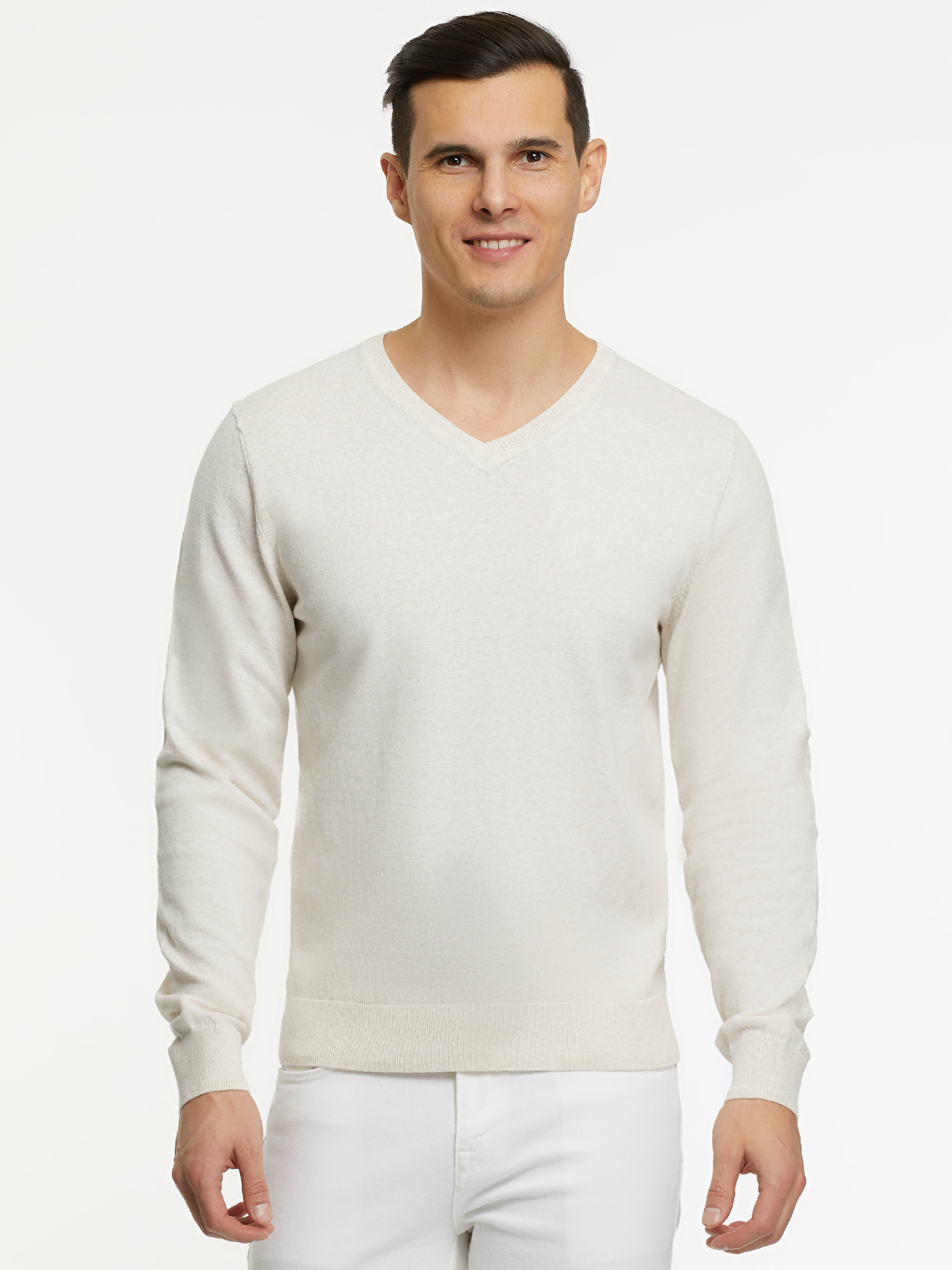 Пуловер мужской oodji 4B212007M-1 белый XL