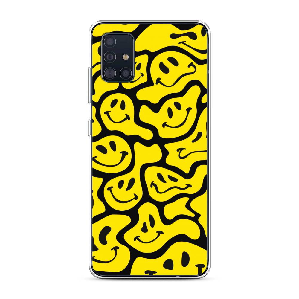 Чехол на Samsung Galaxy A51 "Расплывчатые смайлики желтые"