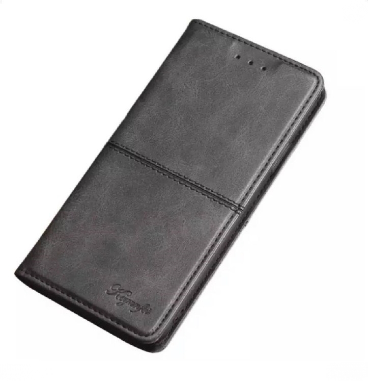 Чехол-книжка MyPads Cuciture Eleganti для Xiaomi Poco F3 черный с магнитной крышкой