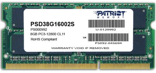 Оперативная память Patriot 8Gb DDR-III 1600MHz SO-DIMM (PSD38G16002S)