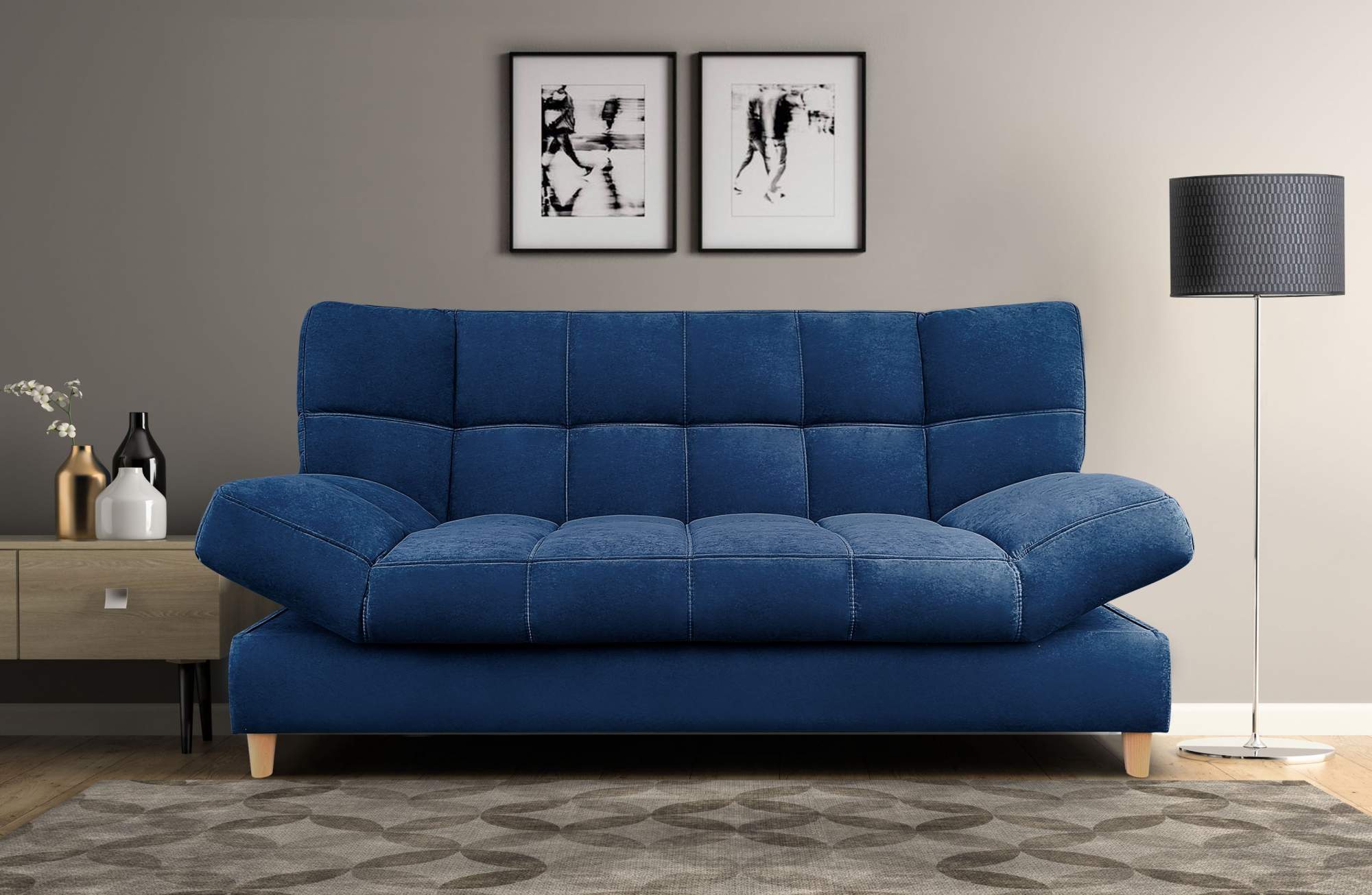 Прямой диван-кровать фабрика мебели Олимп Саймон с ящиком 210х90х105 см Синий