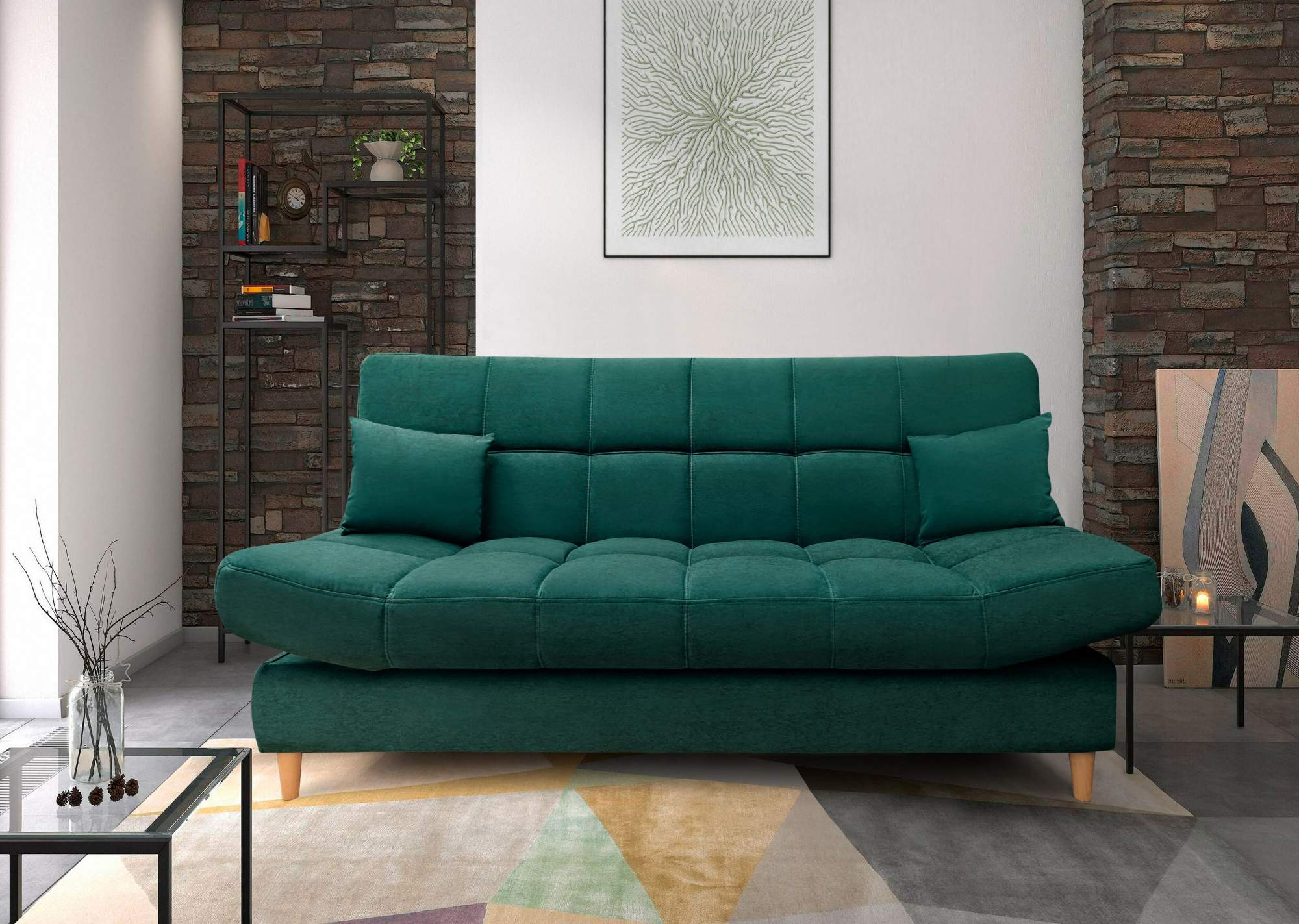 Прямой диван-кровать фабрика мебели Олимп Саймон с подушками 210х90х105 см