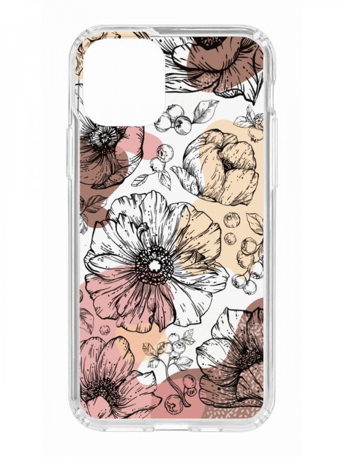 Противоударный чехол для iPhone 11 Pro Kruche Print Ягоды и Цветы прозрачный с рисунком