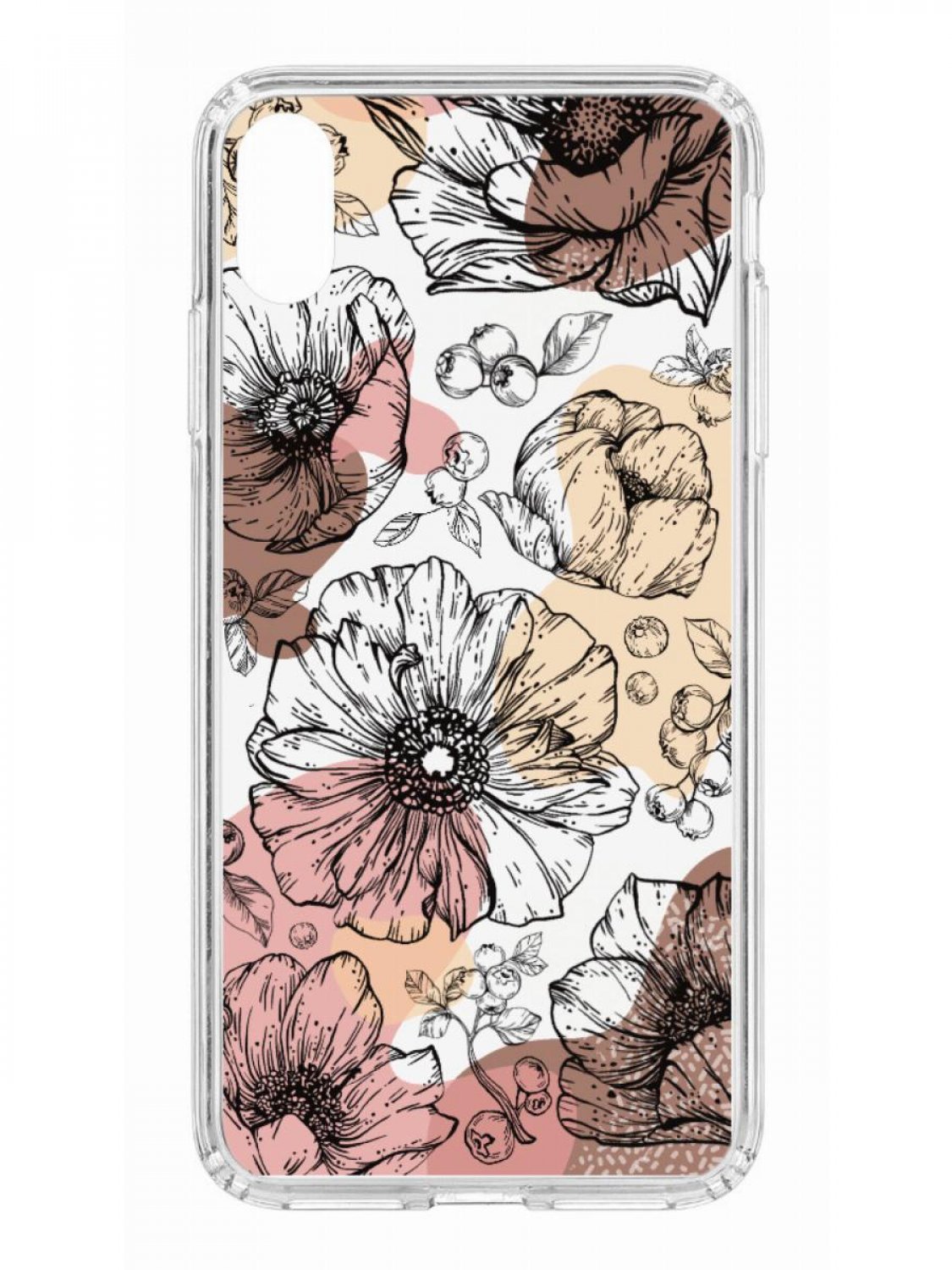 Противоударный чехол для iPhone XS Max Kruche Print Ягоды и Цветы прозрачный с рисунком