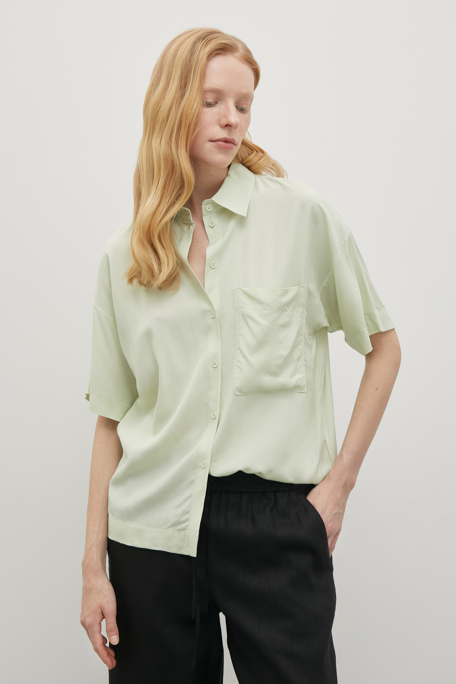 Рубашка женская Finn Flare BAS-10060 зеленая XL
