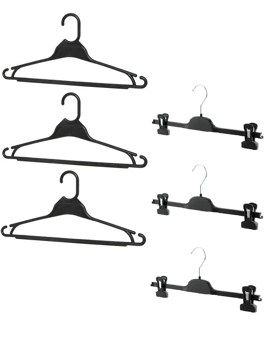 Набор вешалок Valexa ВС-1 для детской одежды, черная, 3шт + PV-36 брючная, черная, 3шт