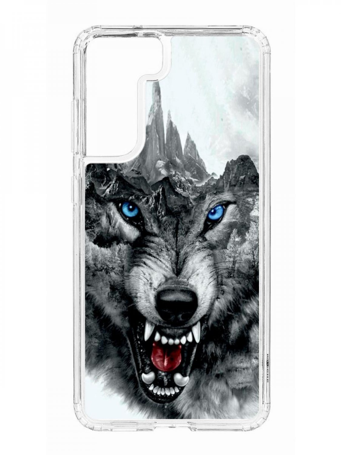 Противоударный чехол для Samsung Galaxy S21 FE Kruche Print Волк прозрачный с рисунком