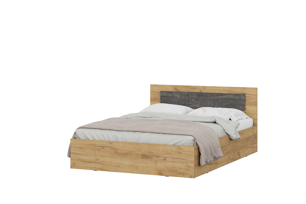 Кровать двуспальная SV-мебель МСП-1 Дуб Золотой/Камень Тёмный