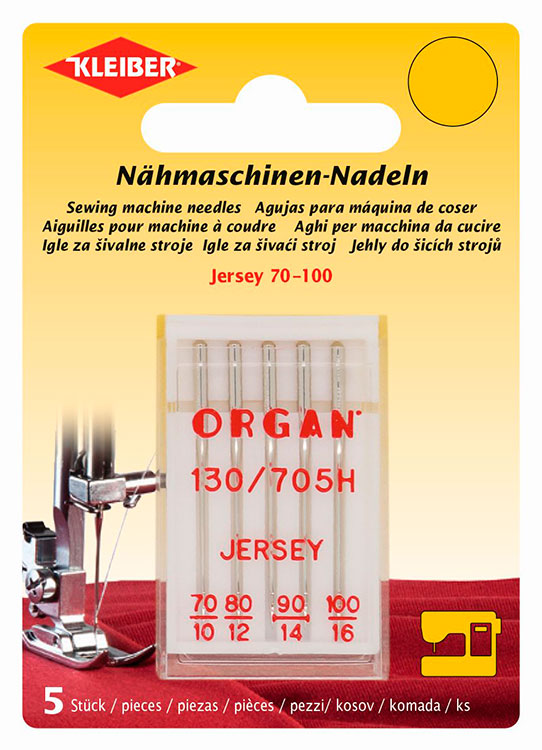 Набор игл Kleiber для швейной машинки ORGAN, джерси, размер 70-100, сталь, 5шт в наборе