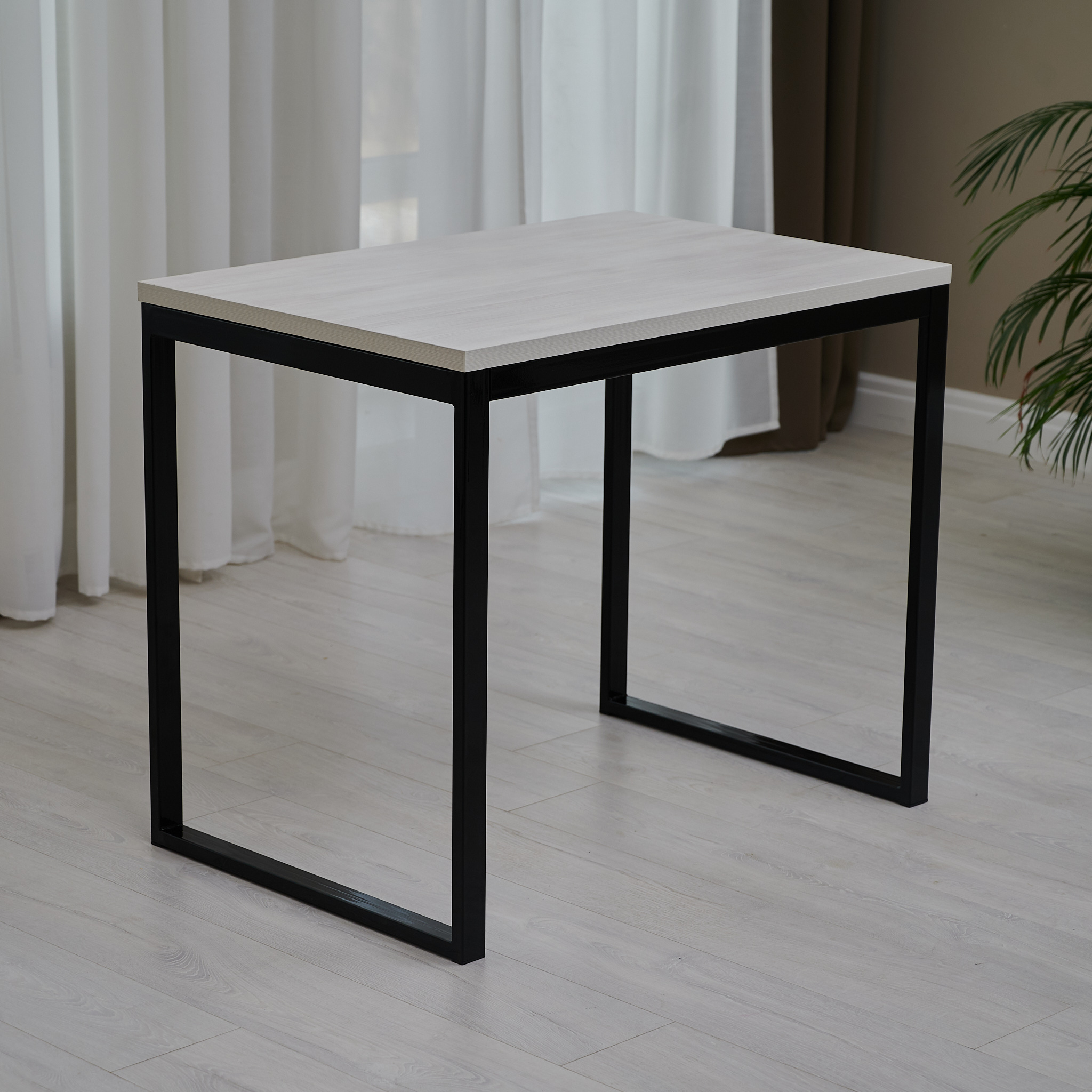 Кухонный стол Мебельная фабрика Юдиных Лофт 90х60 выбеленное черные ножки