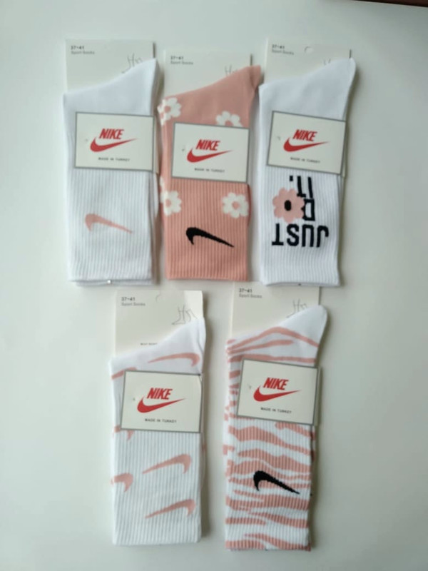 Комплект носков женских Nike WD белых; розовых 37-41, 5 пар